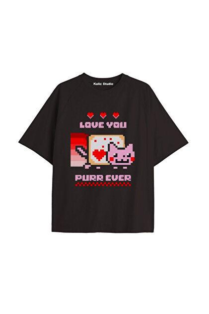 Kalic Studio Nyan Nyan cat oversize unisex t-shirt siyah - Fiyatı ...