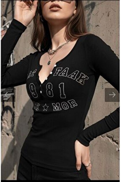 harmony factory Vintage Navy Blue Waat Faak Rock More μακρυμάνικο ...