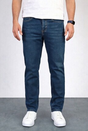 HLT JEANS Erkek Okyanus Mavisi Regular Fit Boru Paça Esnek Likralı ...