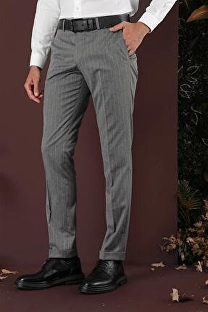 Efor Slim Fit Esnek Yünlü Çizgili Füme Kumaş Pantolon P 1134 - Fiyatı ...