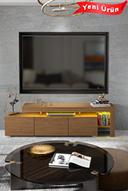Platinreyon Luma Led Işıklı TV Ünitesi Konsol 192 cm Açık Meşe Desen ...