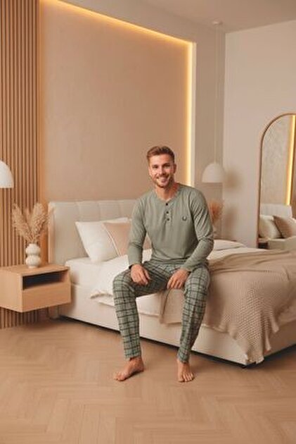 Sude HOMEWEAR Erkek Ekoseli Cepli Uzun Kollu Pijama Takımı - Fiyatı ...