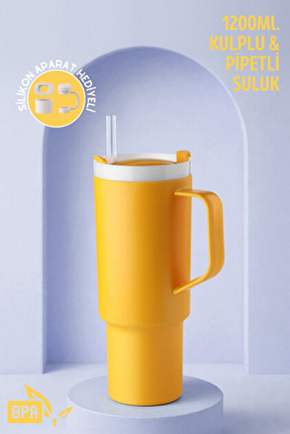 Nandy Home Büyük Boy, Kulplu ve Pipetli 1200Ml. Suluk & Matara ...