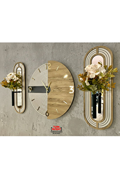Blackframe Milano design - Açık Gri - Siyah & Koyu meşe Duvar Saati ...