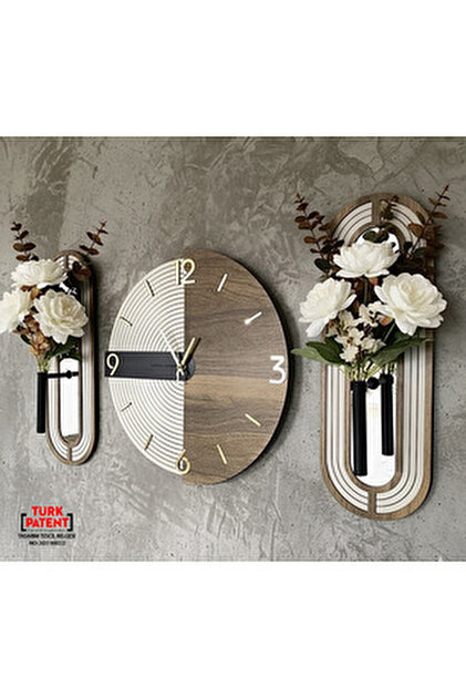 Blackframe Milano design - Açık Gri - Siyah & Koyu meşe Duvar Saati ...