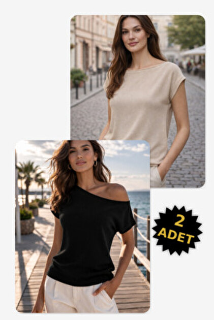 AQE FASHION Kadın Triko Bluz Mint Kısa Kollu Yarasa Kol Sosis Yaka ...
