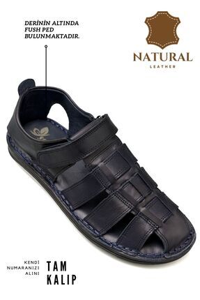 sermoda %100 Hakiki Deri Burnu Kapalı Erkek Sandalet Taba - Fiyatı ...