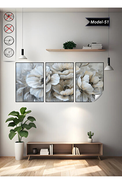 Akıllı Kağıt Statik Tutunma Özellikli Tablo - Poster Çiçek (Model-25 ...