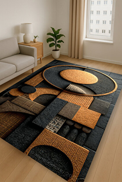 Kessy Home Studio Geometrik Desenli Dijital Baskı Yıkanabilir Halı ...