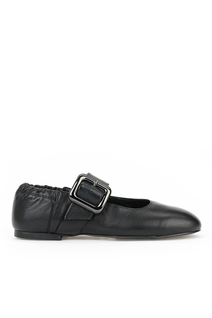 luvishoes ARİAN Siyah Cilt Hakiki Deri Delikli Kadın Babet Ayakkabı ...