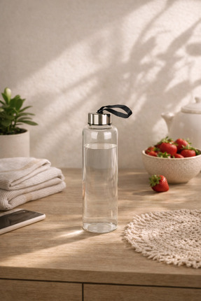 H2O Sızdırmaz Metal Kapaklı İpli Cam Matara Su Şişesi 500 ml - Fiyatı ...
