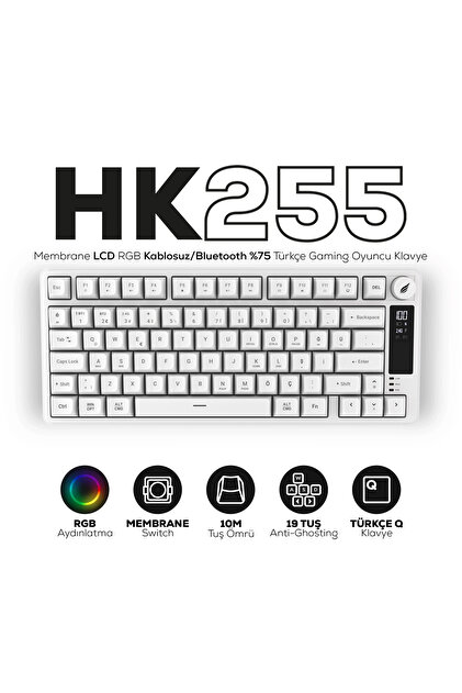 Hawk Gaming Chair HK255 Membrane LCD RGB Kablosuz/Bluetooth Gri Yeşil ...