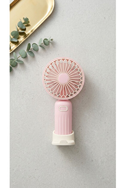 PORLİSMA Mini El Fanı Pembe Kompakt Tasarımlı, USB Şarjlı Güçlü ...