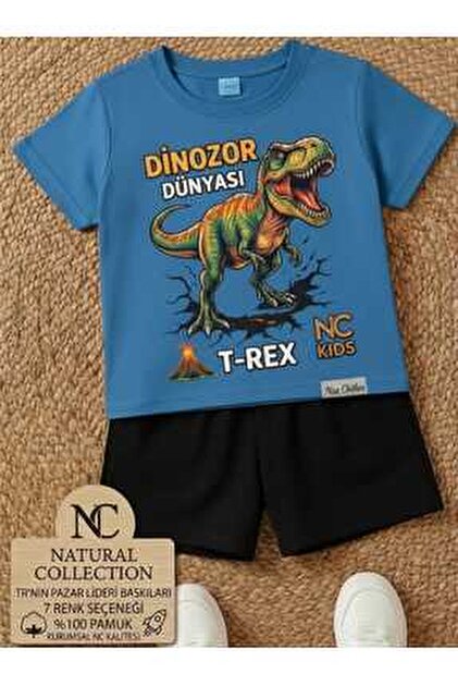 Nice Clothes YAZLIK ÇOÇUK TİŞÖRT ŞORT UNİSEX ( TREX DİNAZOR BASKI ...
