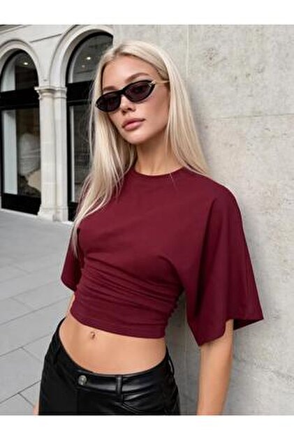 Cupla Kadın Bele Oturan Geniş Kollu Premium Bluz Pembe - Fiyatı, Yorumları