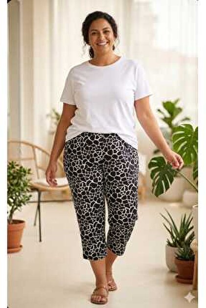 Lady Queen Likralı Ring Viskon Battal Beden Kapri Pijama Altı 6021 ...