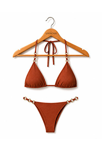 Urrenn Gold Halka Detaylı Üçgen Bikini Takımı – Elvyn Gold | Desteksiz ...