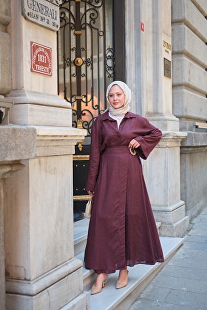 LOCCO Kadın Gizli Düğme Detaylı Hasır Bronşlu Takım Kahverengi - Fiyatı ...