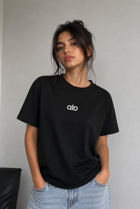 ZAVIXO Unisex Oversize Basic Logo Baskılı Tişört %100 Pamuk Rahat Kalıp ...