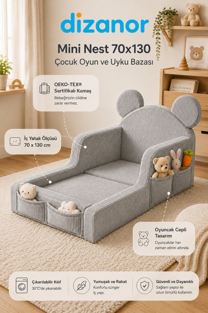 Dizanor Mini Nest 6’sı 1 Arada Modüler Bebek Oyun Parkı, Park Yatak ...