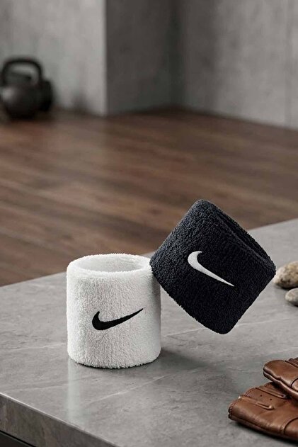 Nike Swoosh Sporcu Bilekliği - 2'li Paket Çift Yönlü Havlu Ter Bandı ...