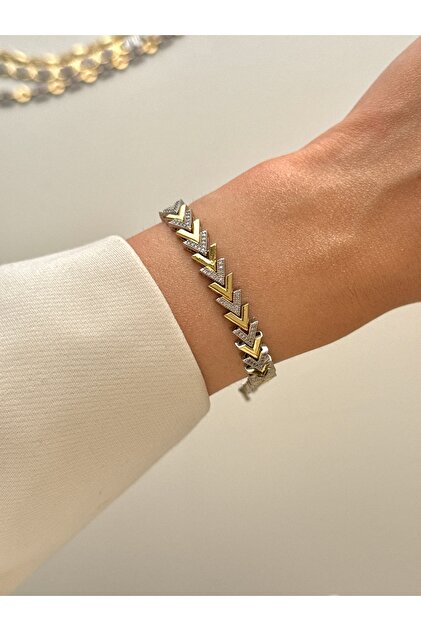 YOUES JEWELRY MİX LÜX SERİ Gold Gümüş Renk Bileklik Renk Atmaz Kuyumcu ...