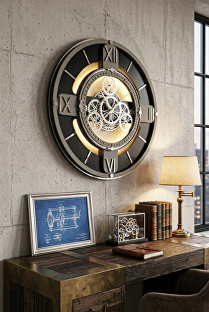 aSSe Tasarım LED Lighted Moving Gear Wall Clock – Hareketli Çarklı ...