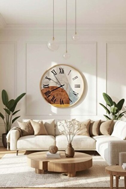 Zevahir Home Yuvarlak Doğal Ahşap Çerçeveli Tonların Çarpışması Temalı ...