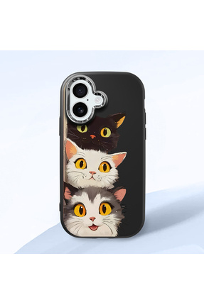 SLIMFELT iPhone 16 Uyumlu Sade Kedi Desenli Sıvı Silikon Kılıf, Tam ...