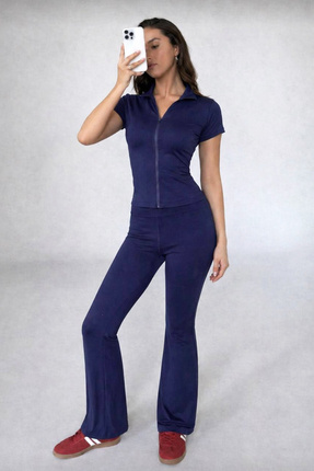 İlayda Toprak Voga Mor Basic Fitness Yoga Pilates Slim Fit Fermuarlı ...