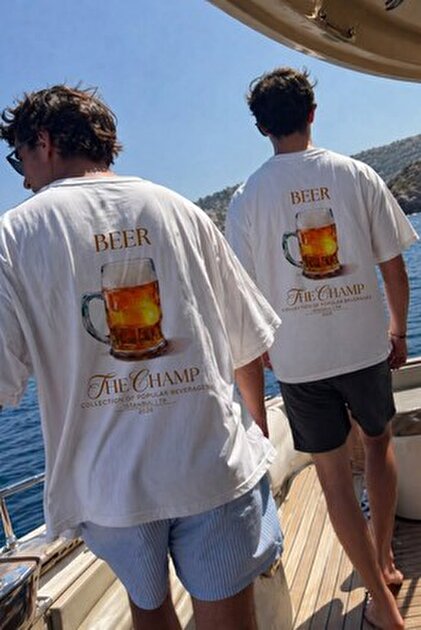 The Champ Clothing Unisex Oversize Tişört BEER Baskılı Siyah – Bisiklet ...