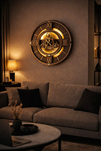 aSSe Tasarım LED Lighted Moving Gear Wall Clock – Hareketli Çarklı ...