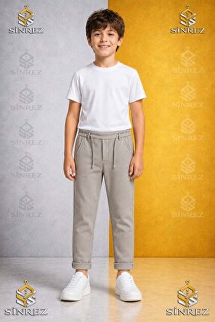 SİNREZ ERKEK Çocuk Sade Pantolon 6.MDL Bel Lastikli Likralı Paça ...