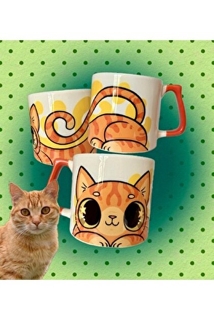 westartic westcat Sarman Sarı Turuncu Kedi Orange Cat Tasarım Bardak ...