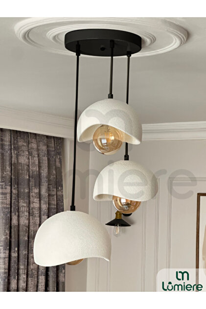 lumiere Design Beton Görünümlü 3'lü Sarkıt Avize İskandinav Bohem ...