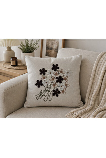Livera Home Modern Pullu, Taşlı & Punch Nakışlı Kırlent Kılıfı (43x43 ...