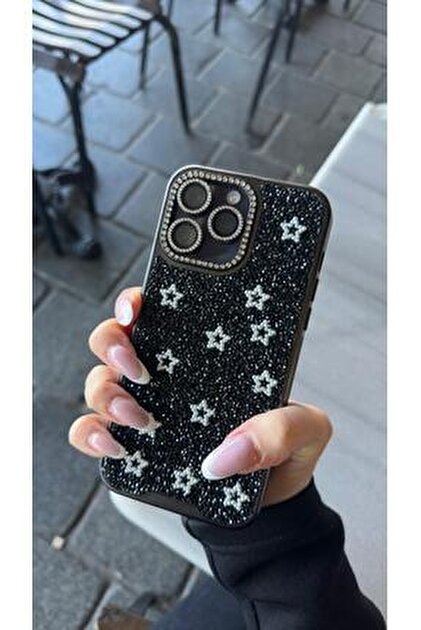 WFC iPhone 17 Pro Max Uyumlu Taşlı Parlak Yıldız Desenli Lüks Kamera ...