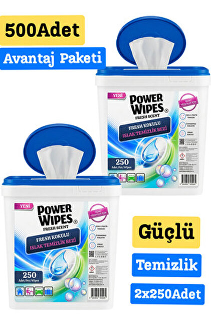 Power Wipes Yumuşatıcı Kokulu Islak Kova Mendil 500 Adet Tüm Yüzeyler ...