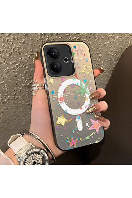 CASEVIBE Vivo V60 Lite 4G/5G Uyumlu Altın Tonlu Yıldız Desenli Akrilik ...