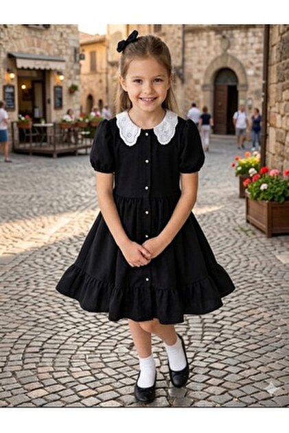 Zelhankids Wednesday Hazır Yaka Vintage Çocuk Elbise - Fiyatı, Yorumları