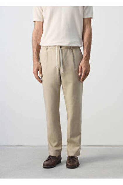 MANGO Man Pamuklu keten slim fit crop pantolon - Fiyatı, Yorumları
