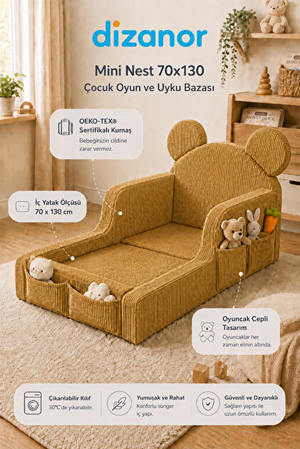 Dizanor Mini Nest 6’sı 1 Arada Modüler Bebek Oyun Parkı, Park Yatak ...