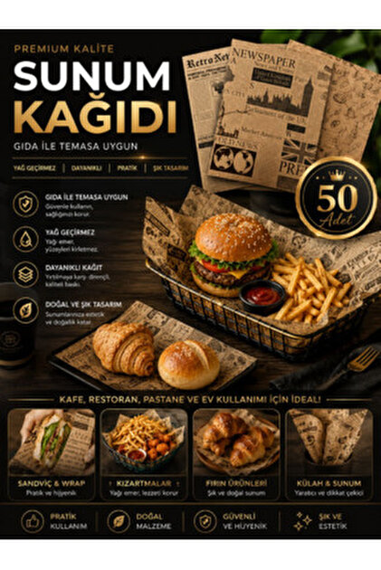Kitchen Beauty Kendinden Desenli Yağlı Kağıt | 50 Adet Vintage Gazete ...