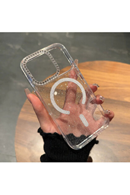 EDELFU iPhone 16 PRO MAX uyumlu - Taşlı, Simli ve Magsafeli Kapak ...