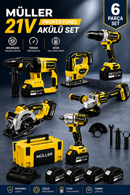 Pro Müller Alman Kömürsüz Motor 6'lı Profesyonel Set Kırıcı Delici ...