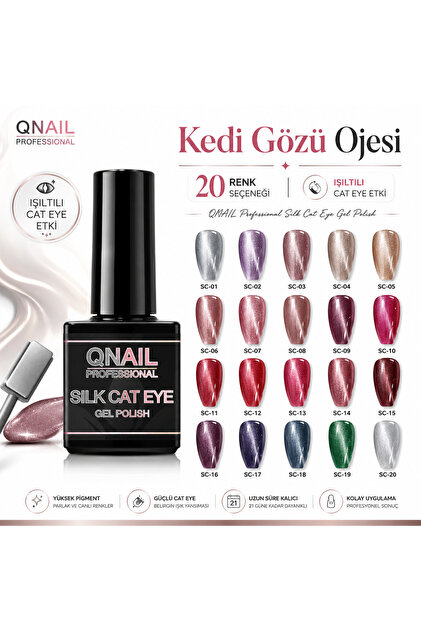QNAİL PROFESSİONAL Kedi Gözü İpek Efektli Kalıcı Jel Oje Manyetik ...