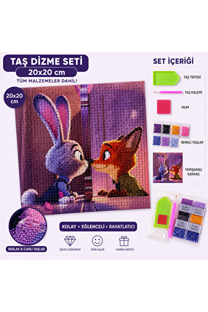 Alka Peluş Zootopia Judy Hopps & Nick Wilde Diamond Painting Taş Dizme ...