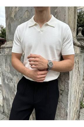 ATKGİYİM Polo Yaka Düğmesiz Slim Fit Erkek Trıko Tişört - Lacivert ...