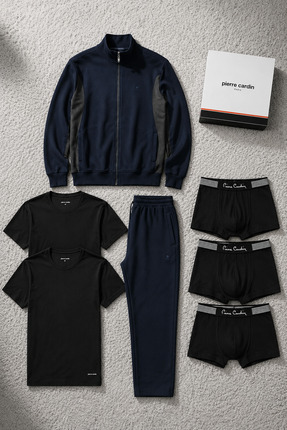 Pierre Cardin Erkek Çeyizlik Set Gri Lisanslı Kutulu 6'lı Eşofman Damat ...