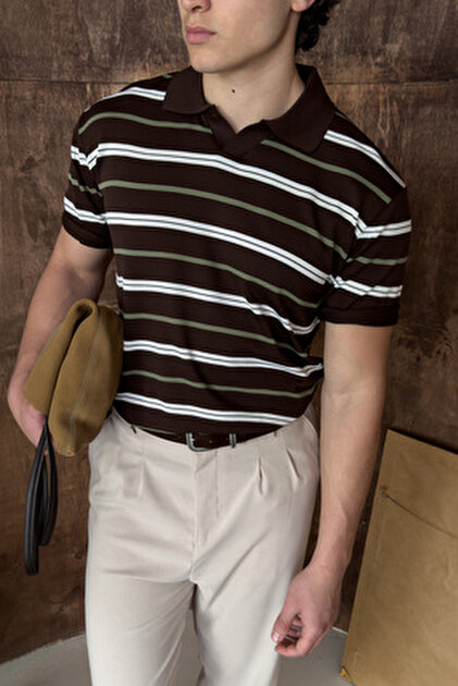 HYMAN Erkek Polo Yaka Çizgili Triko T-shirt - Fiyatı, Yorumları